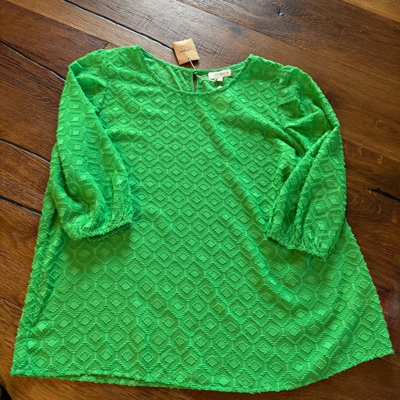 Umgee | Tops | Vibrant Green Textured Blouse | Poshmark